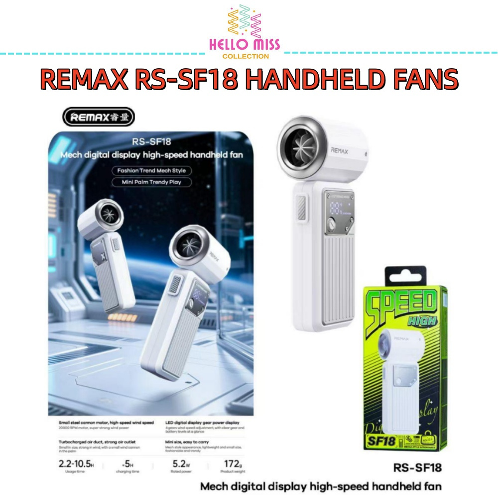 REMAX RS-SF18 MECH DIGITAL DISPLAY HIGH-SPEED HANDHELD FAN 4 SPEED ...