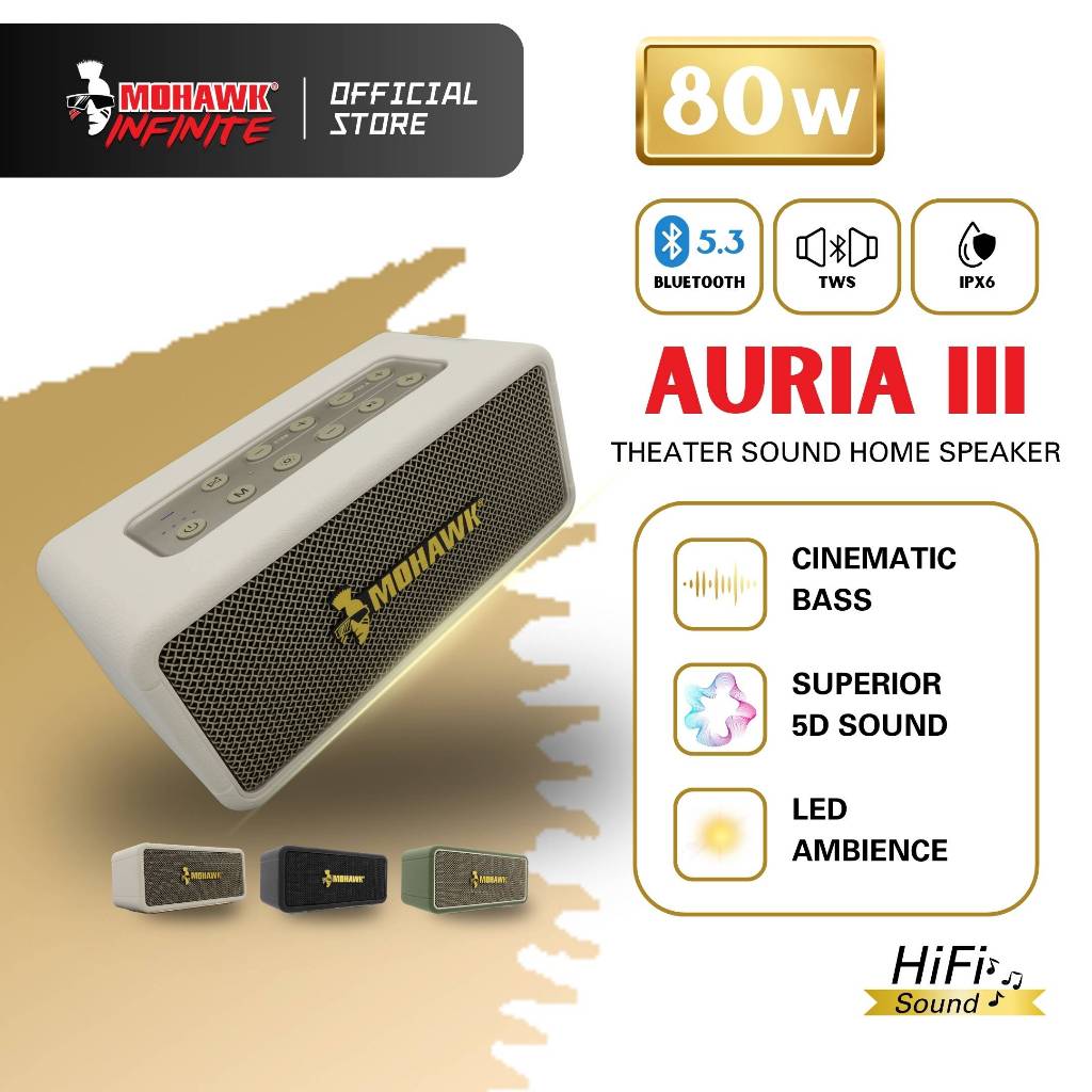 Mohawk Infinite Auria III Bluetooth Speaker Wireless Tws | 80W HiFi DSP Portable Home Theater ...