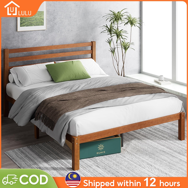 LULU Bed Frame With HeadBoard Single/Queen/King Bedroom Bed Base Bed ...