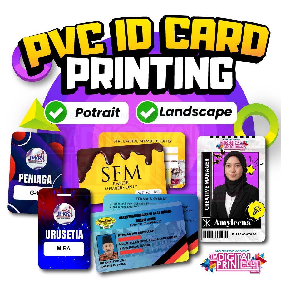 PVC ID CARD CUSTOM PRINT (ID PELAJAR/ ID STAF/ID CREW/MEMBERSHIP CARD ...