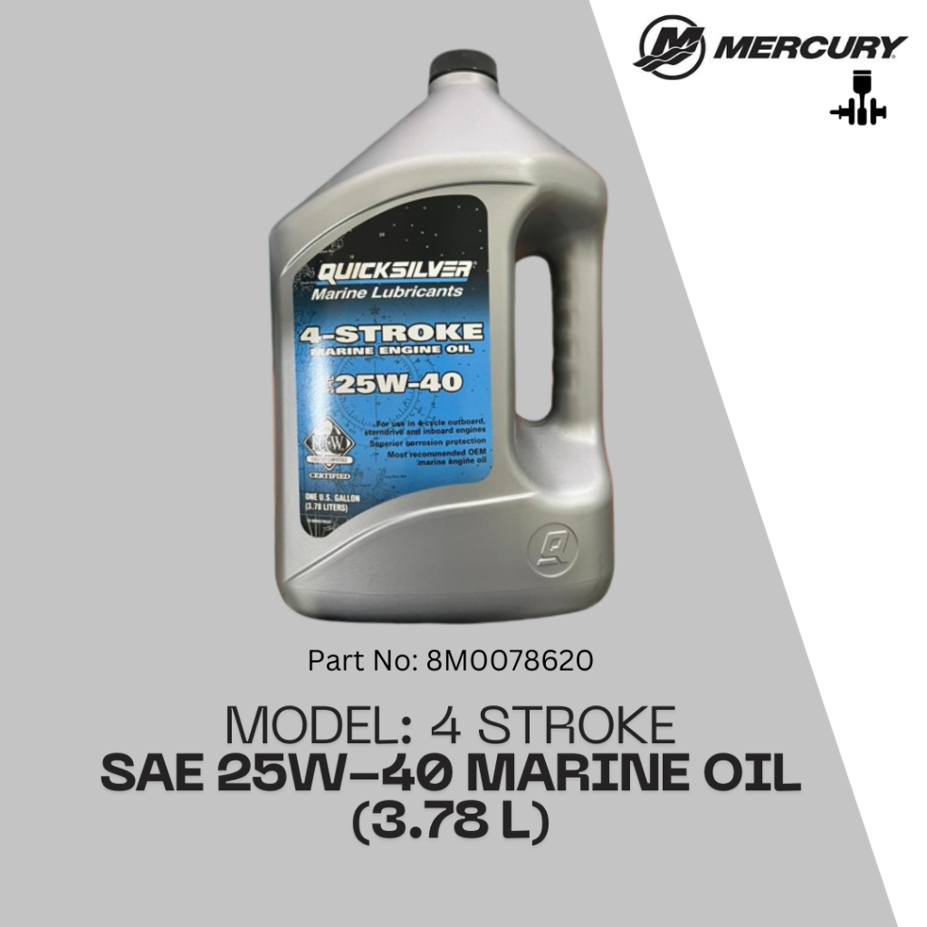 QUICKSILVER SAE 25W-40 Marine 4-stroke oil (3.78L) *8M0078620 | Shopee ...