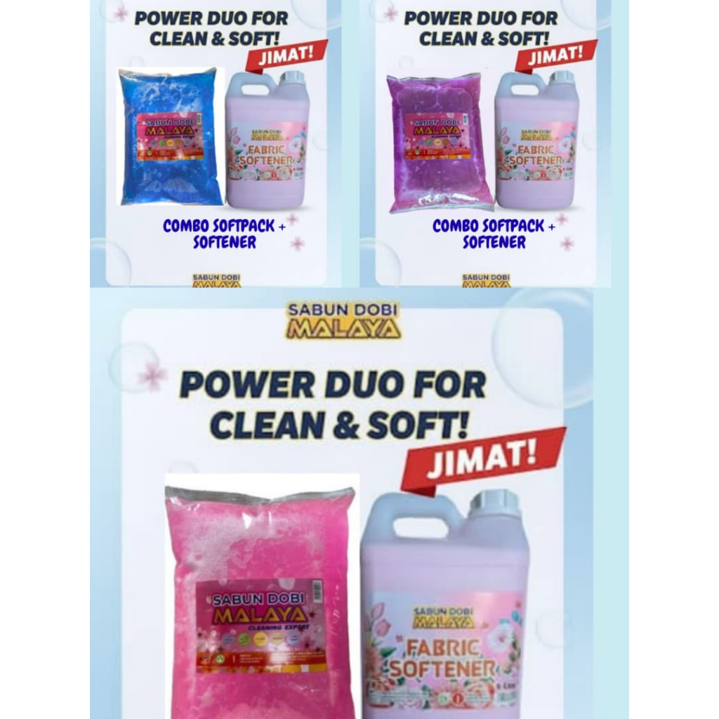 SABUN DOBI MALAYA COMBO JIMAT - SOFTPACK DETERGENT + SOFTENER (5L/KG ...