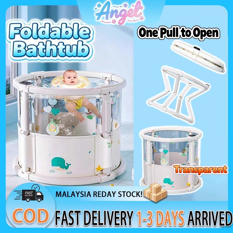 【0-7 Years Old】 Foldable Bathtub Mandi Bayi Baby Bath Tub With ...