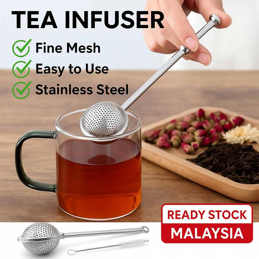 1pc Stainless Steel Snap Ball Tea Strainer Long Handle Mesh Loose Leaf ...