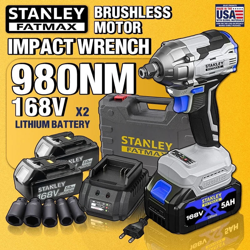 [2*Battery] Stanley-168v 2 Battery-1/2-980N.M Brushless Impact Wrench ...