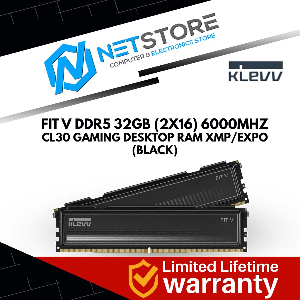 KLEVV FIT V DDR5 32GB (2X16) 6000MHZ CL30 GAMING DESKTOP RAM XMP/EXPO ...