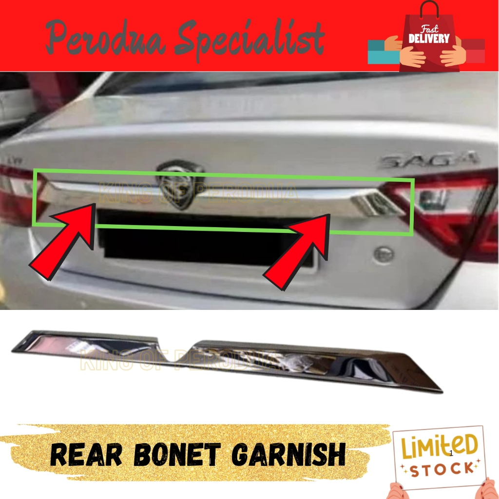 Proton Saga VVT 2016-2018 Stainless Steel Chrome Upgrade Rear Trunk Lip ...