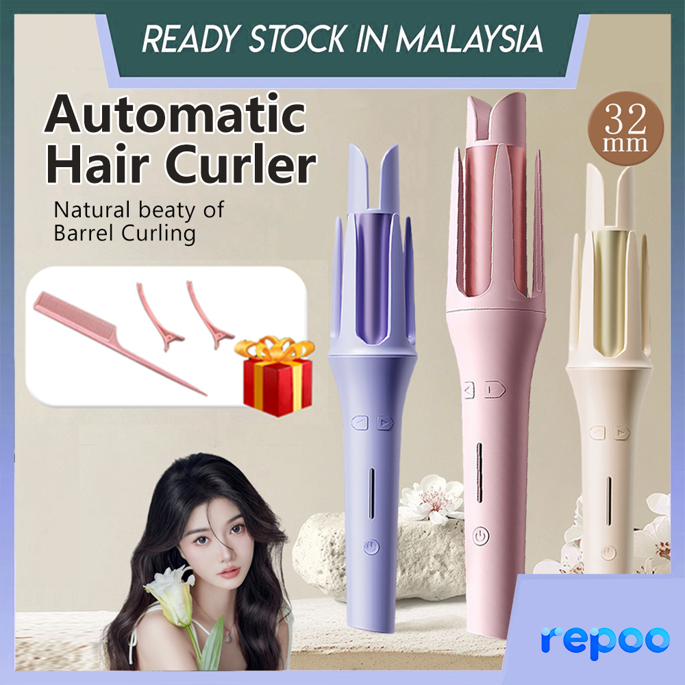 Repoo 32 mm Hair Curler Automatic Curling Iron 4 Temperature Ceramic ...