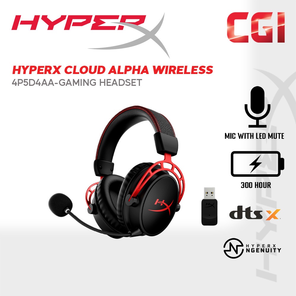 HyperX Cloud Alpha Wireless DTS : X Spatial Audio Gaming Headset ...