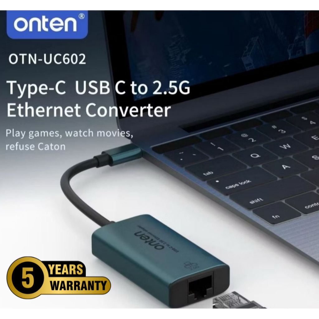 ONTEN USB-C to 2.5G ETHERNET CONVERTER/RJ45/LAN Adapter OTN-UC602 ...