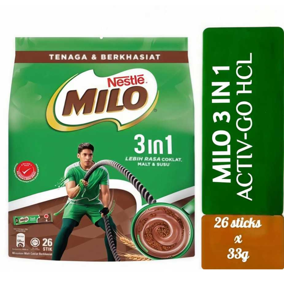 NESTLE MILO 3 IN 1 Activ-GO HCL { 14 sticks x 33g} / { 26 sticks x 33g ...