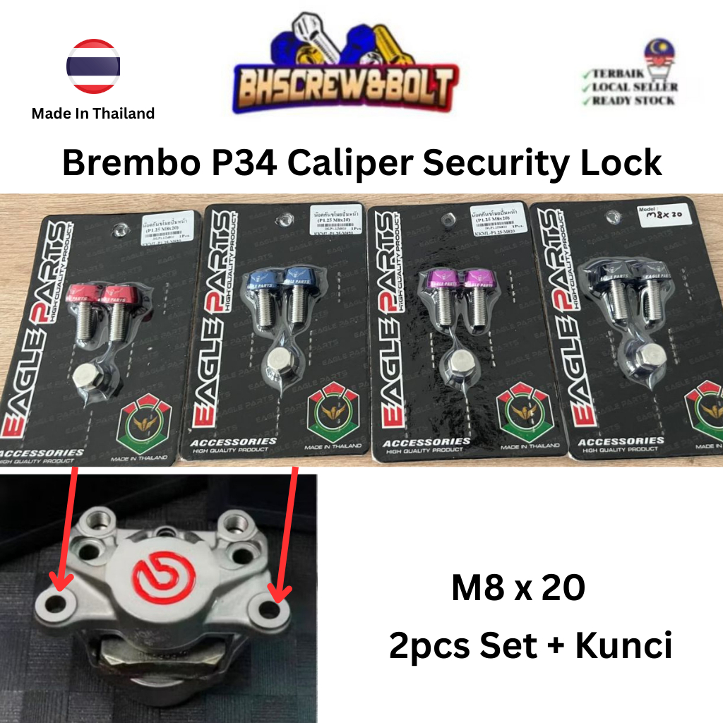 Brembo P34 Security Lock Screw/ P3 screw lock M8 x20 Brembo Lock Made ...