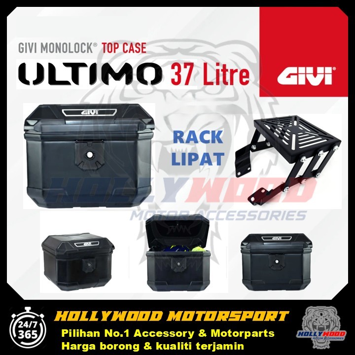 MONORACK LIPAT + GIVI BOX ULTIMO U37N JB STYLE LCV8 LC135 Y15 Y16 NMAX ...