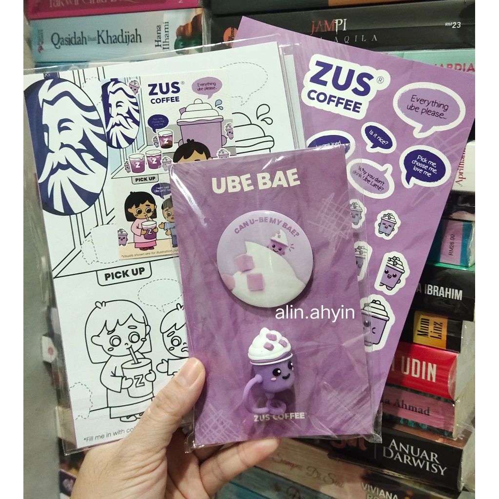 Zus Coffee Ube Stick N' Colour Set / Ube Straw Cap + Mini Badge Set ...