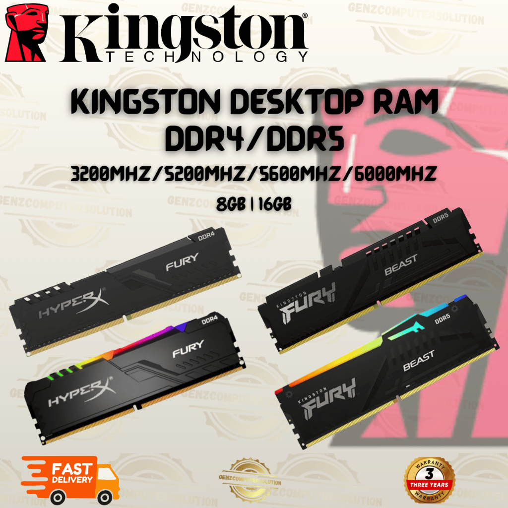[Kingston HYPERX Fury | BATTLE AX] Gaming Desktop Ram 8GB | 16GB ...