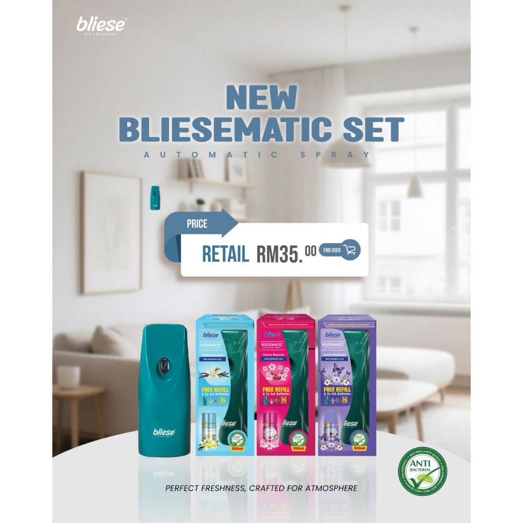COMBO 3x SET BLIESE Bliesematic Automatic Air Freshener Spray with ...