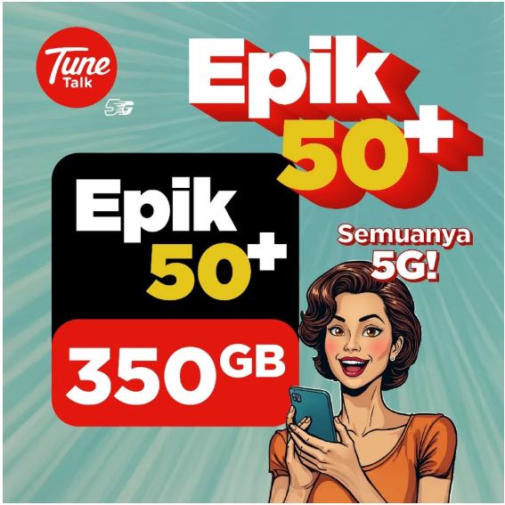 Simkad Tune Talk Halo Telco Epik+ 50 dengan langganan 1 Bulan FUP 350GB ...