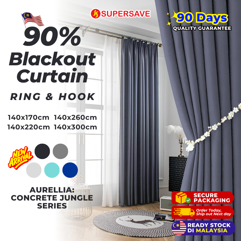 SUPERSAVE 90% Blackout Curtain Siap Jahit Langsir Sunblock Curtain ...
