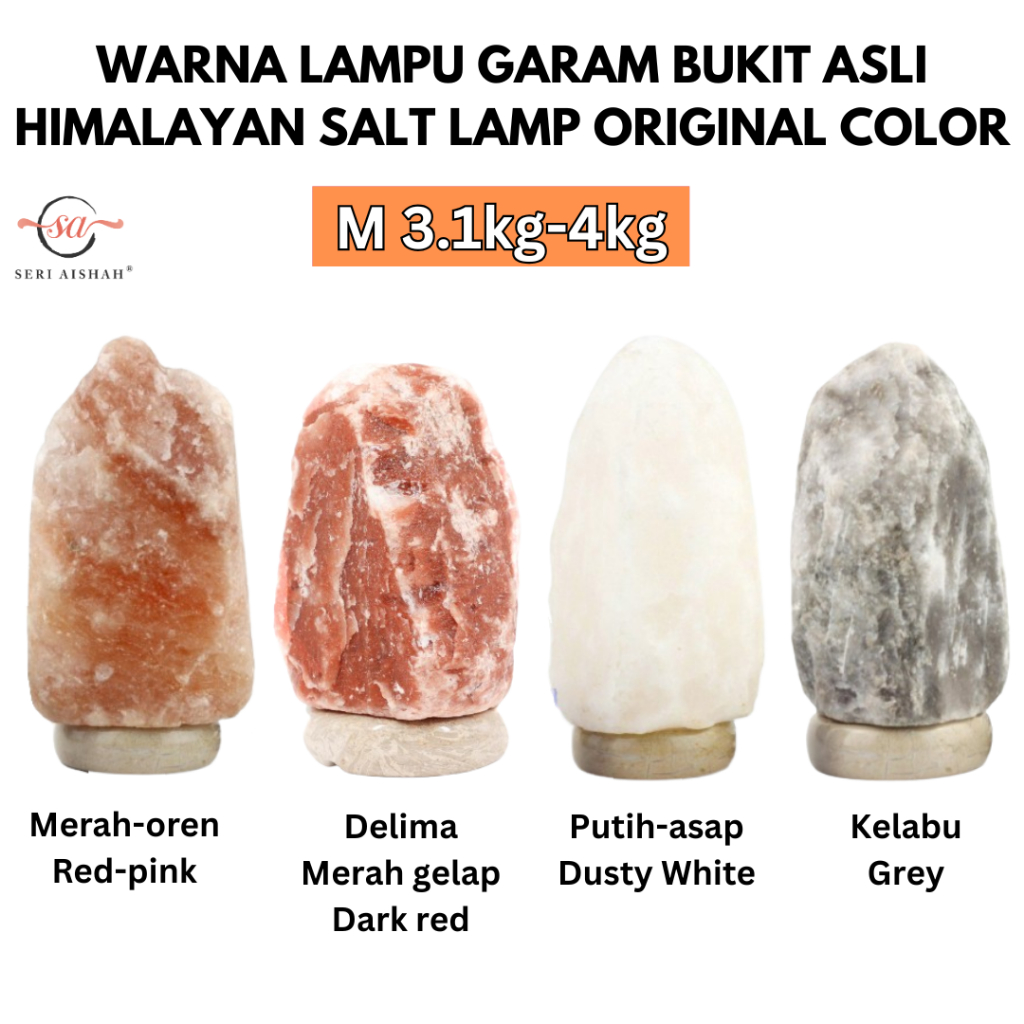 [M] SERI AISHAH LAMPU GARAM BUKIT SAIZ M 3.1- 4KG HIMALAYAN SALT LAMP ...