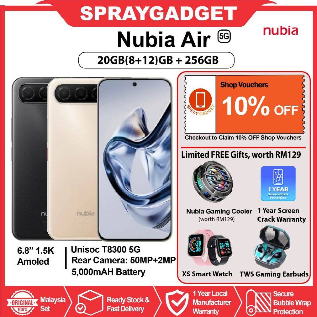 Nubia Air (20GB*(8+12) RAM + 256GB ROM) 6.78" 1.5K Amoled l IP69K ...