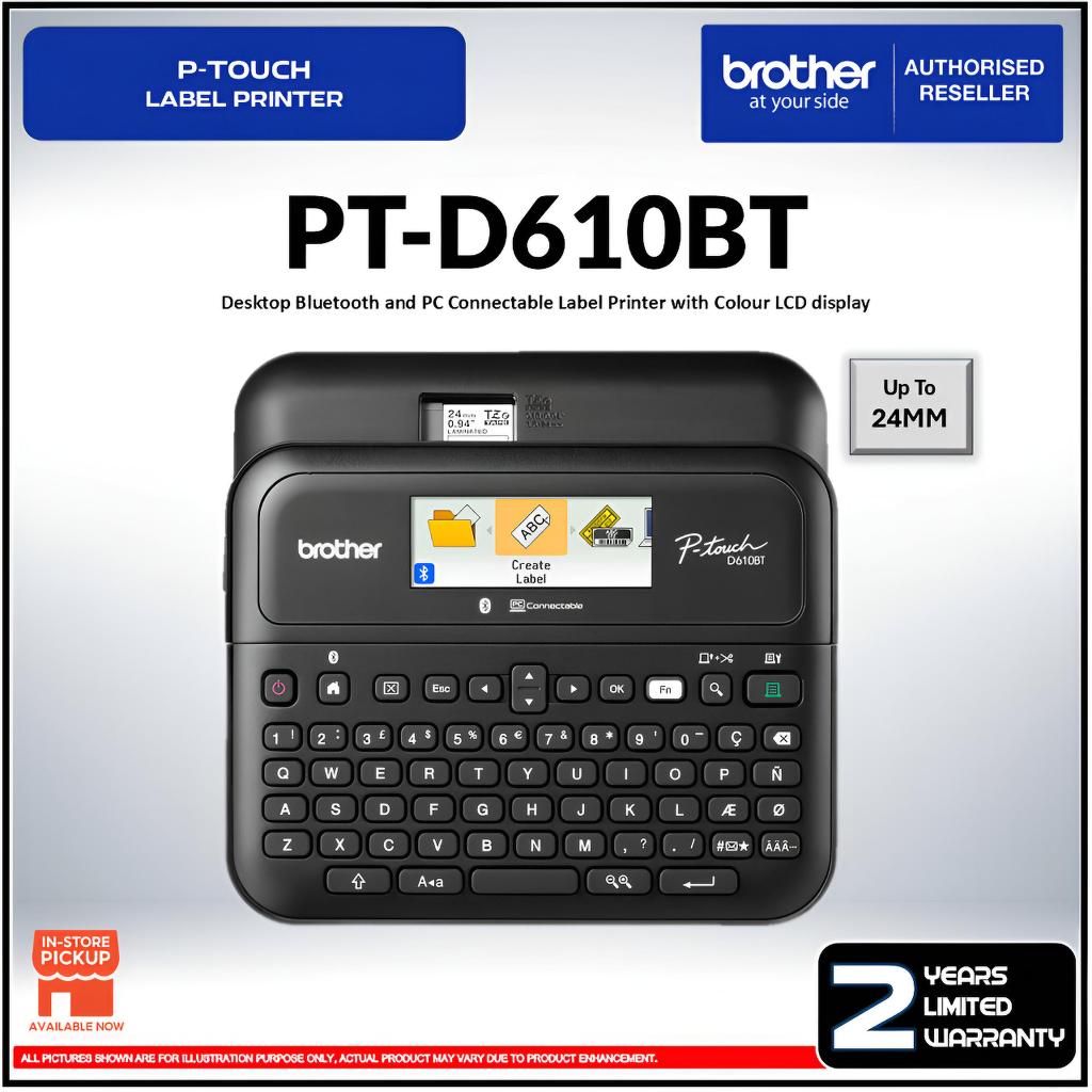 Brother P-Touch PT-D610BT Desktop Label Maker Printer USB Bluetooth TZe ...