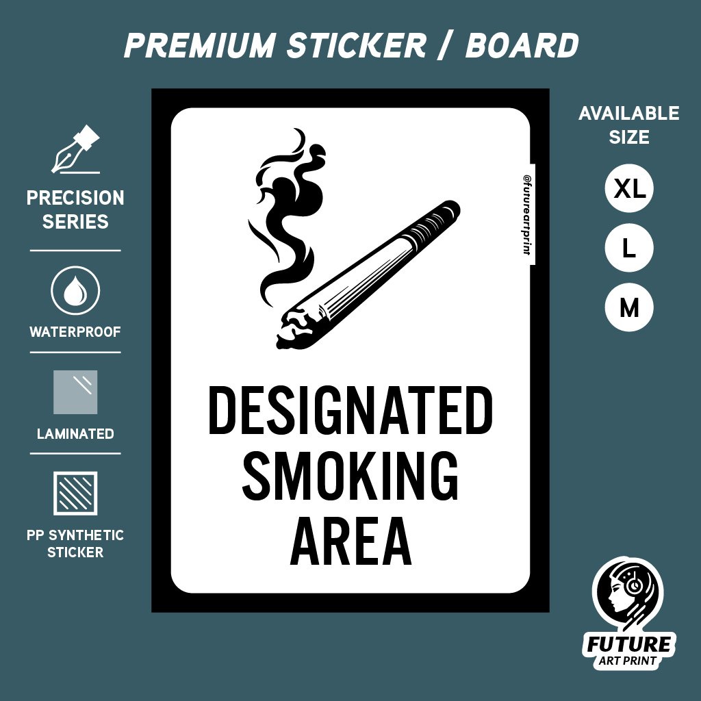 Designated Smoking Area. Kawasan Merokok. 吸烟区. Sticker Sign Board ...