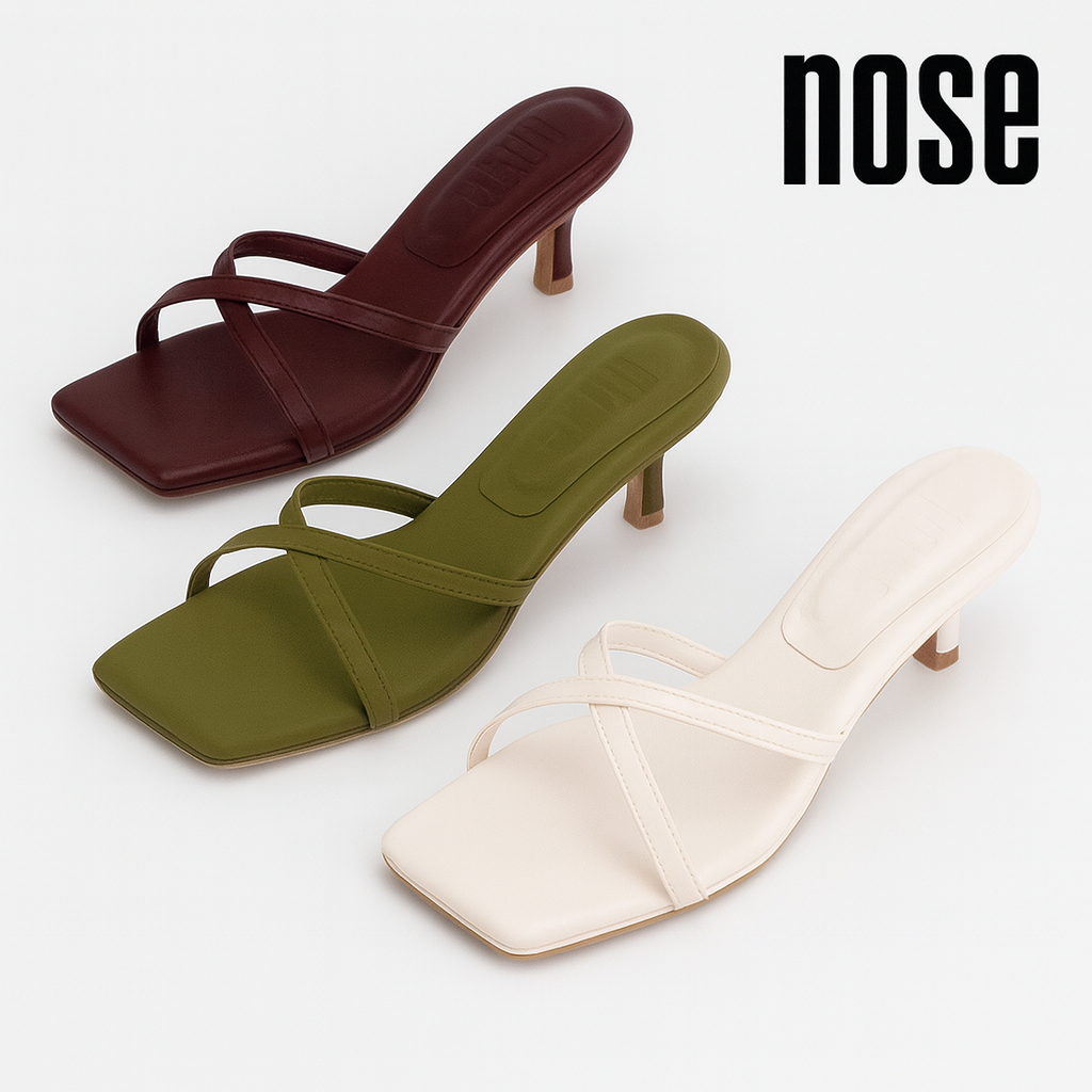 Nose Cloud 9 CloudFoam Mid Heel Slide Comfy Strappy Heels Sandal Tumit ...