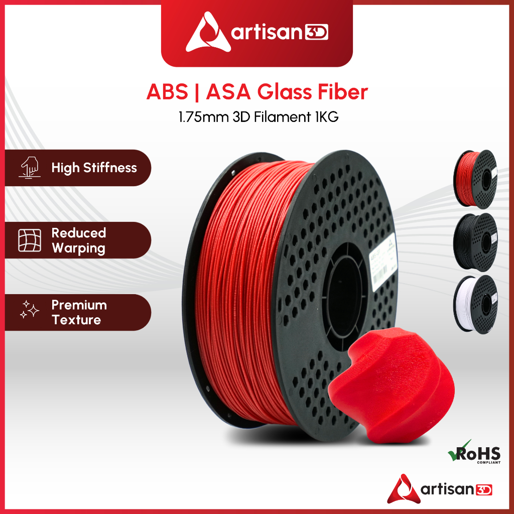 Artisan3D Glass Fiber Filament - 1kg | 1.75mm | ABS | ASA | Multicolor ...