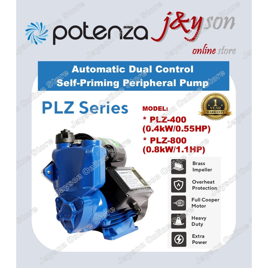 POTENZA PLZ400 PLZ800 Automatic Dual Control Self-Priming Peripheral ...