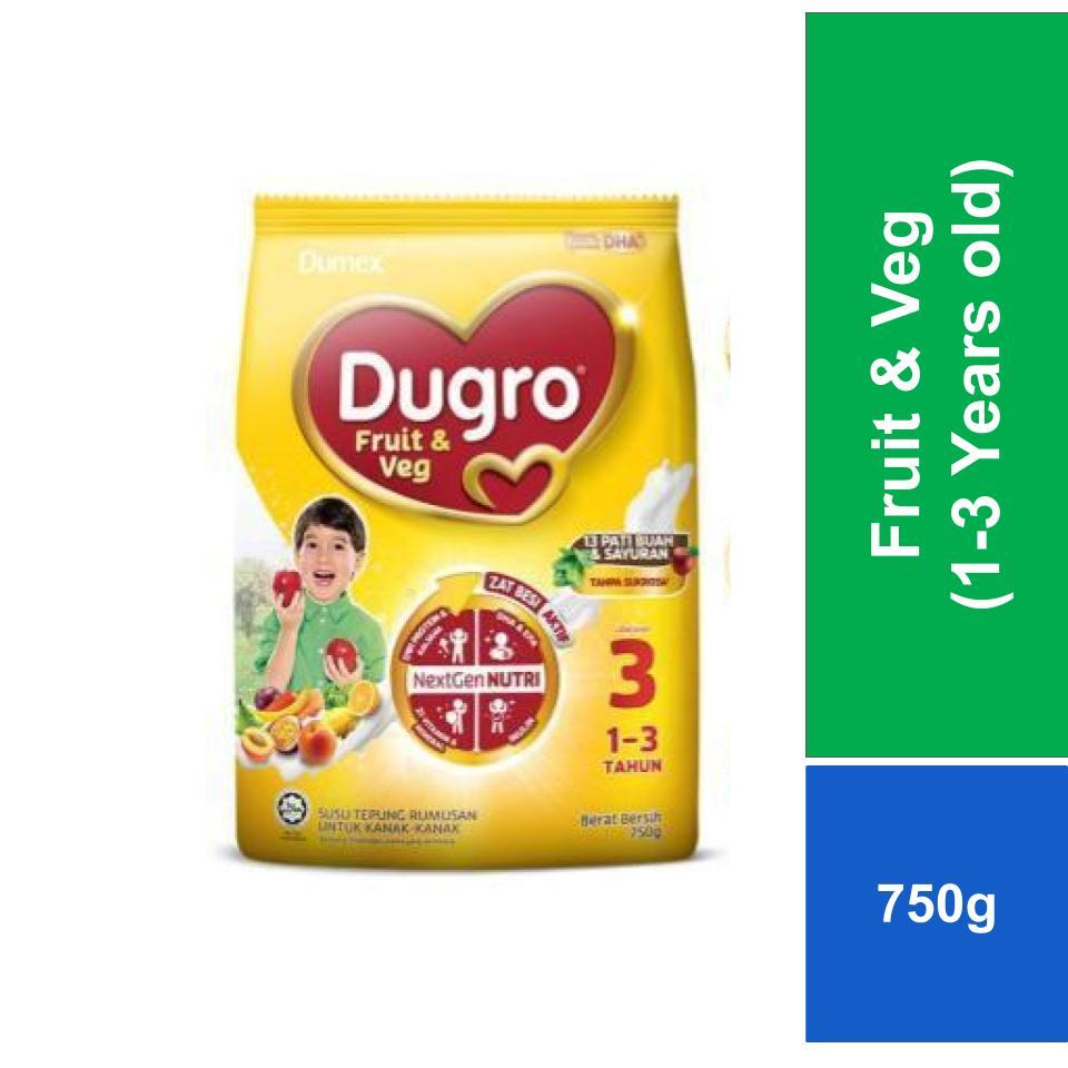 Dumex Dugro Step 3 Fruit & Veg Growing Up Milk Formula 1-3 years (750g ...