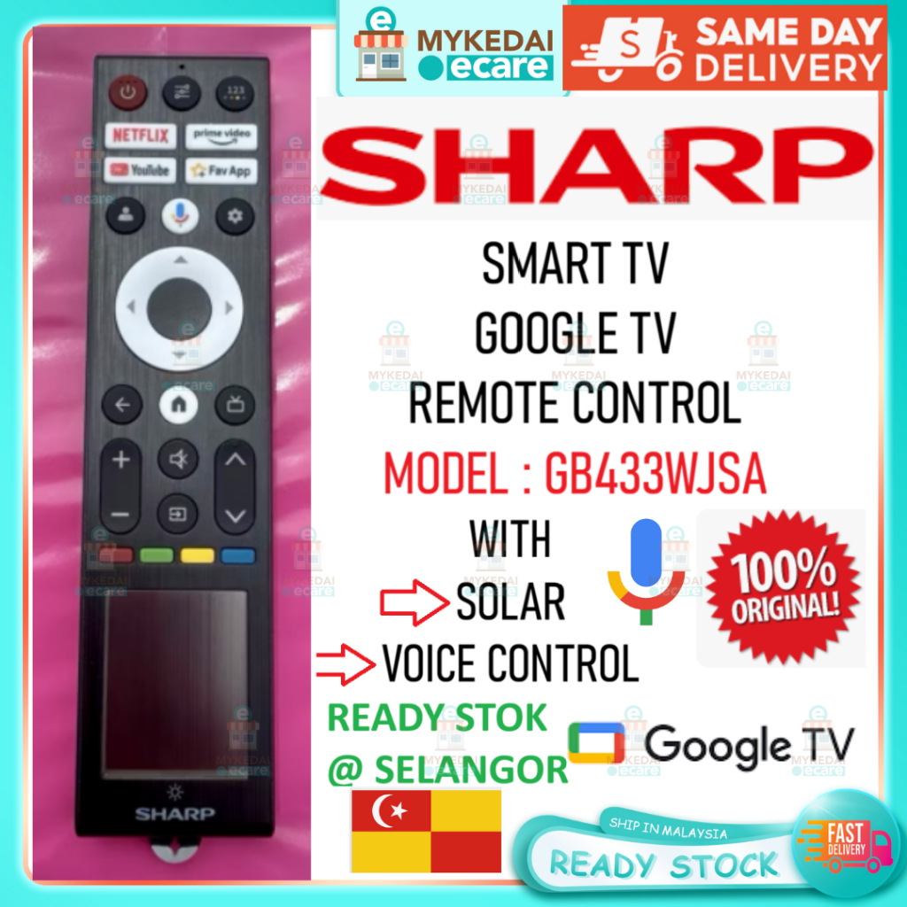 Sharp Smart TV Remote Control Sharp solar Smart TV Google TV Remote ...