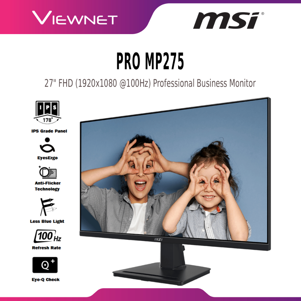 MSI 27" PRO MP275 (100HZ) / PRO MP275 E2 (120HZ) FHD 1080P IPS BUSINESS ...