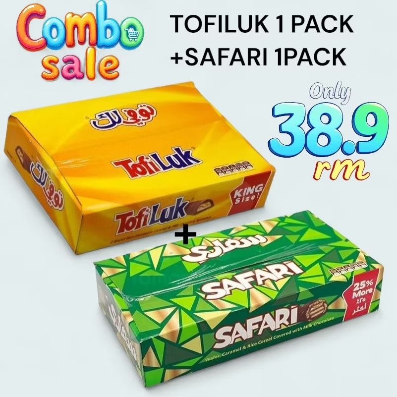 TOFILUK KING SIZE 33G*12 PCS & SAFARI 32G*12 PCS Combo Pakej Cookies ...