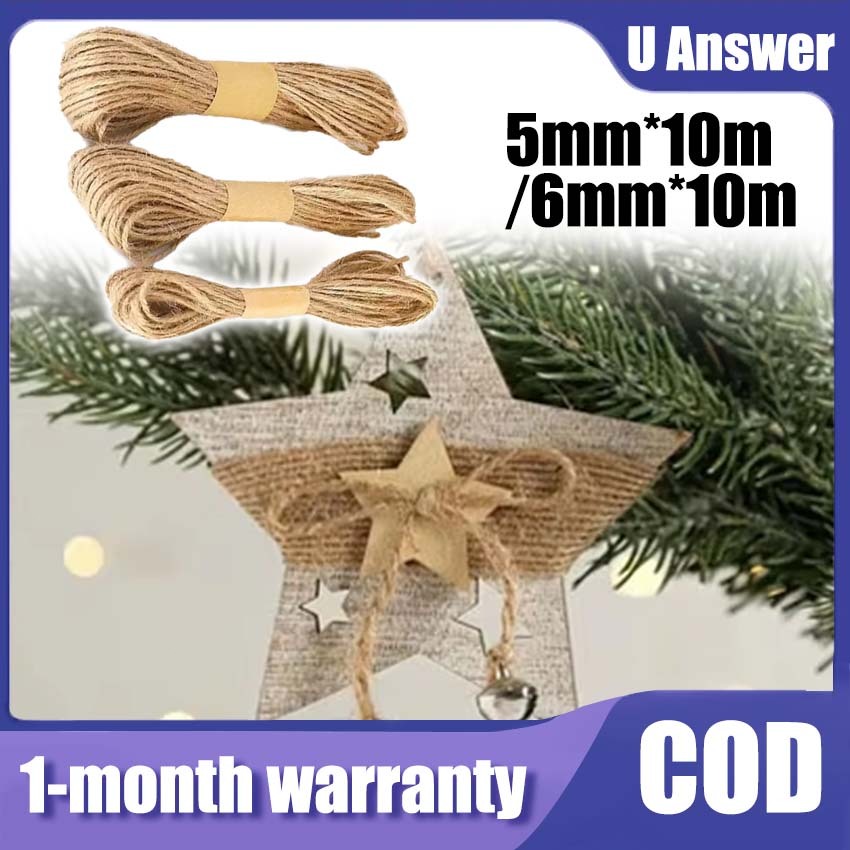 10m / 5mm-6mm Brown Hemp Rope / Tali Guni / Jute Rope Twine Cord String ...