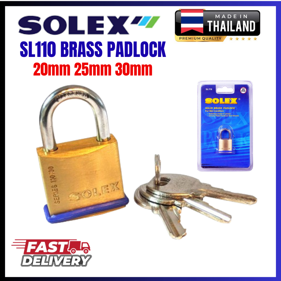 (100% Original) SOLEX Premium SL110 Brass Security Mini Padlock Travel ...