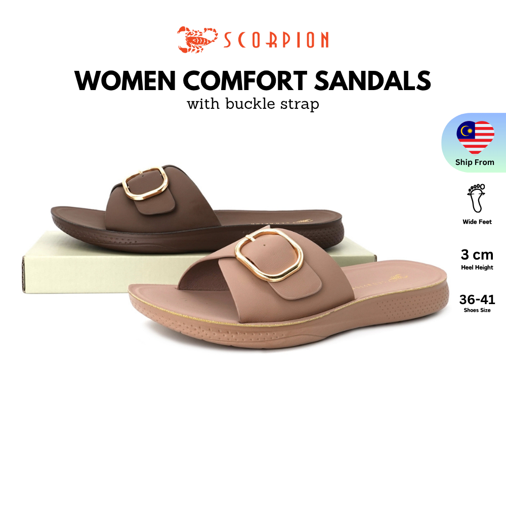 Scorpion Women Comfort Sandals 31025 (Coffee/ Khaki) | Shopee Malaysia