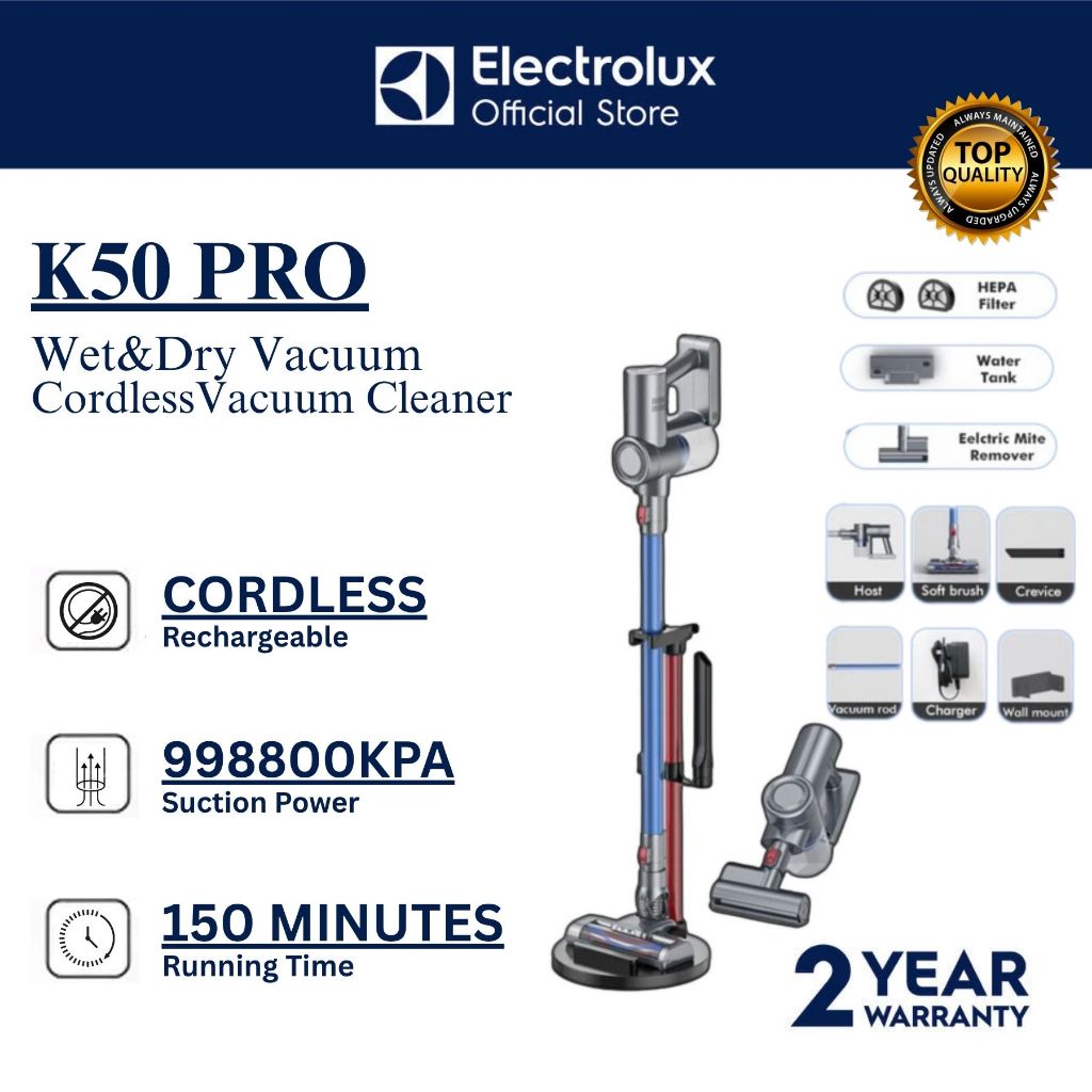 ELECTROLUX Vacuum Cordless Vacuum Cleaner Wet & Dry K50 Pro Vacuum Mop ...