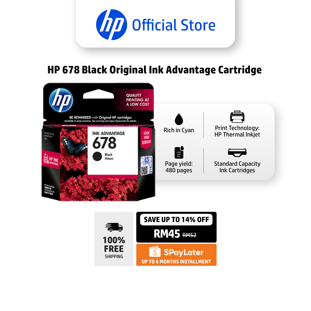 HP 678 Ink Cartridge | HP Thermal Inkjet | 480 pages | Deskjet Ink ...