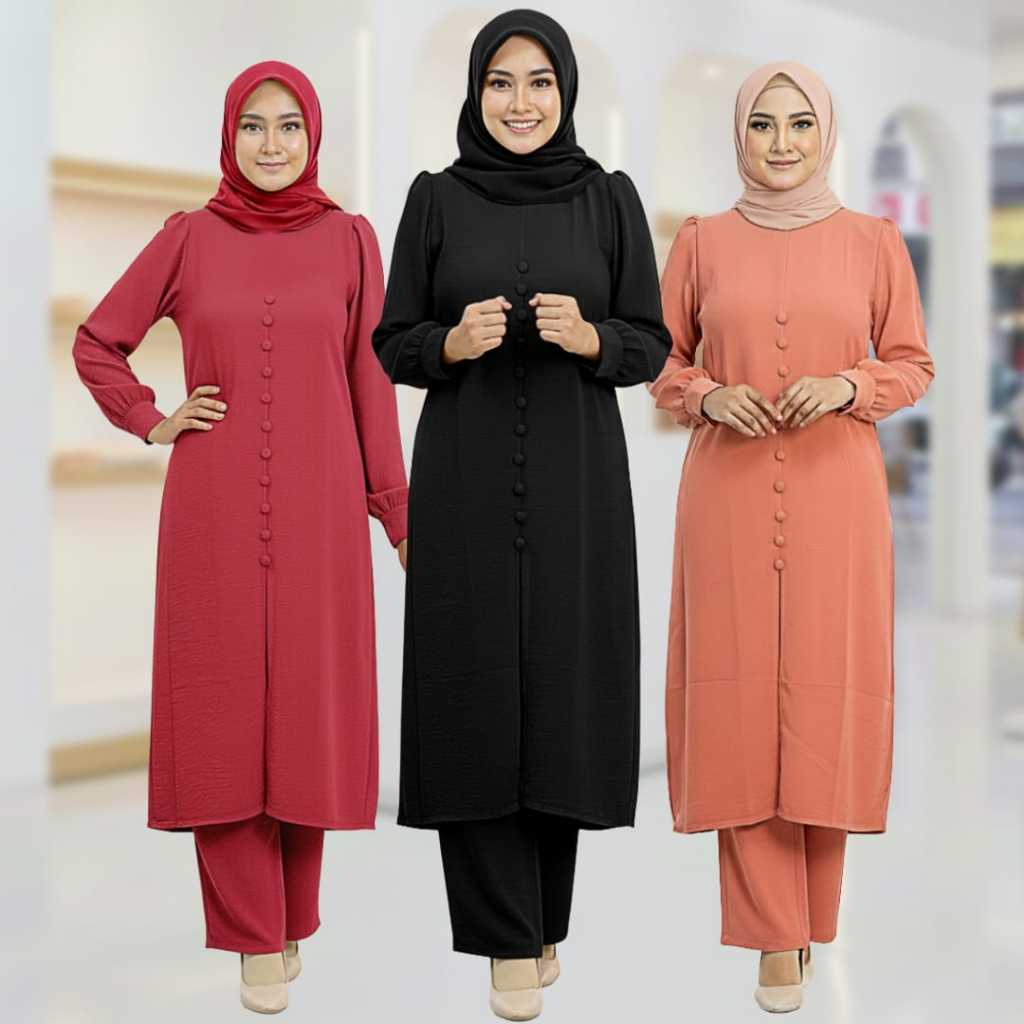 New Suite Set Baju MuslimahTrendy Fashion Long Sleeve Kain Cey Ironless ...