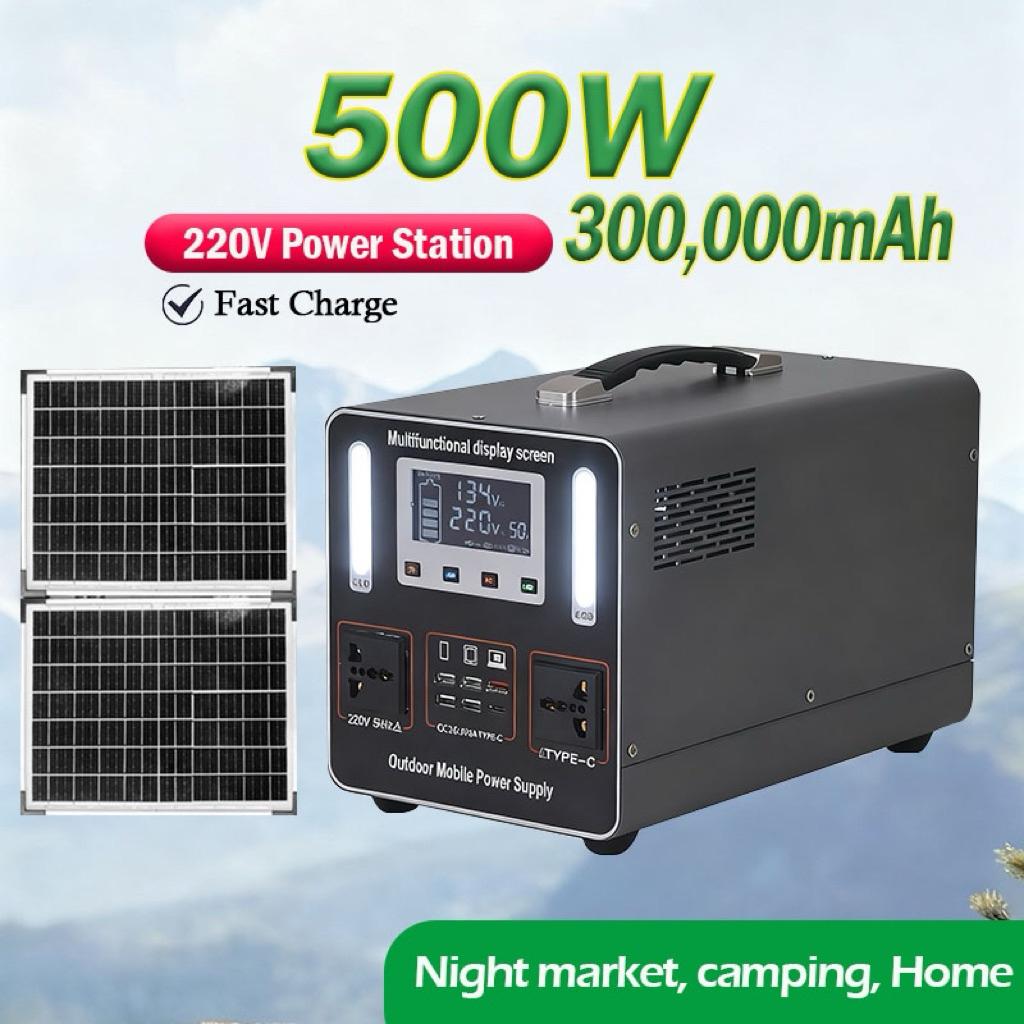 500W Portable Camping Power Station AC 220V, Large Capacity Battery ...
