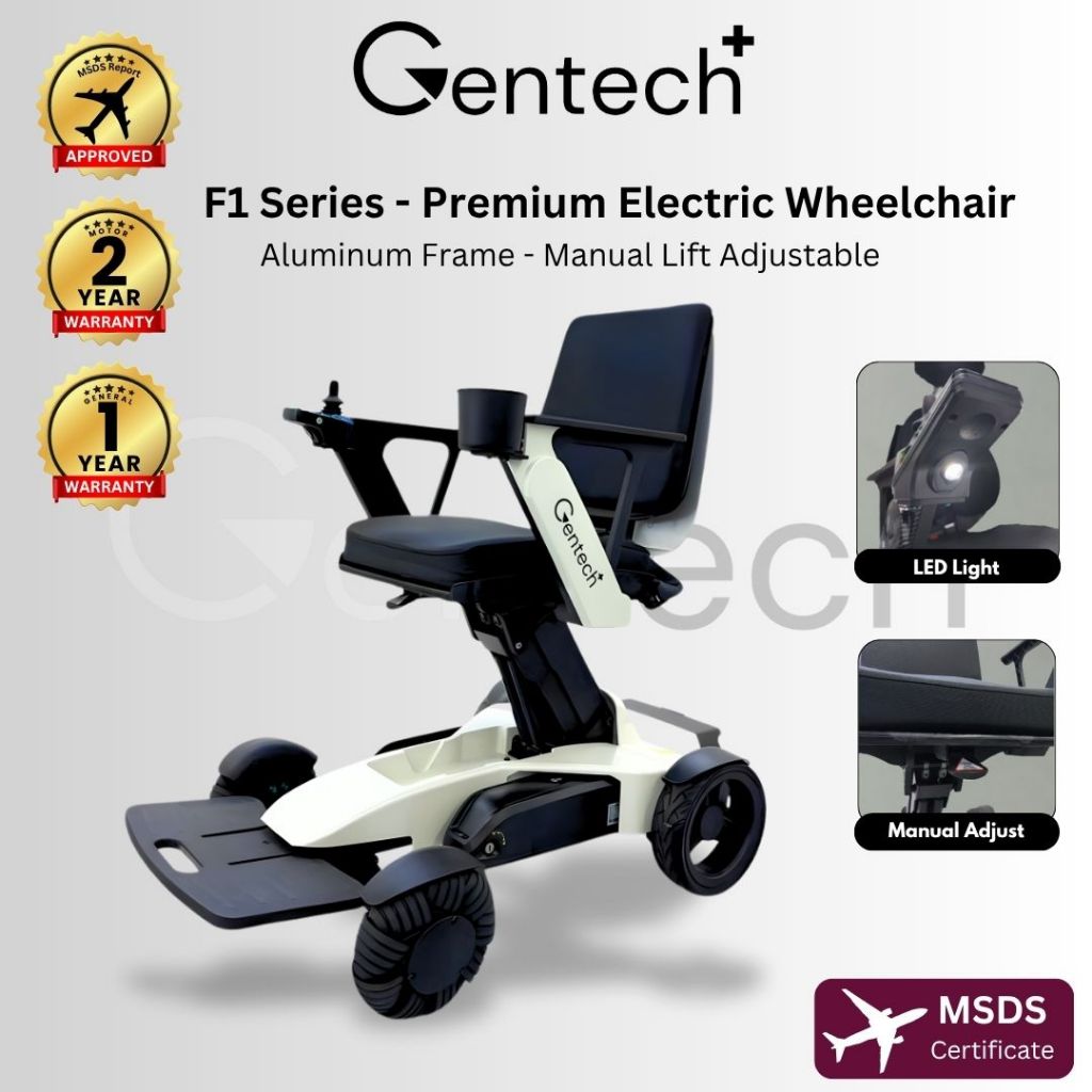 NEW F1 Premium Electric Wheelchair GENTECH| Kerusi Roda Elektrik Ringan ...