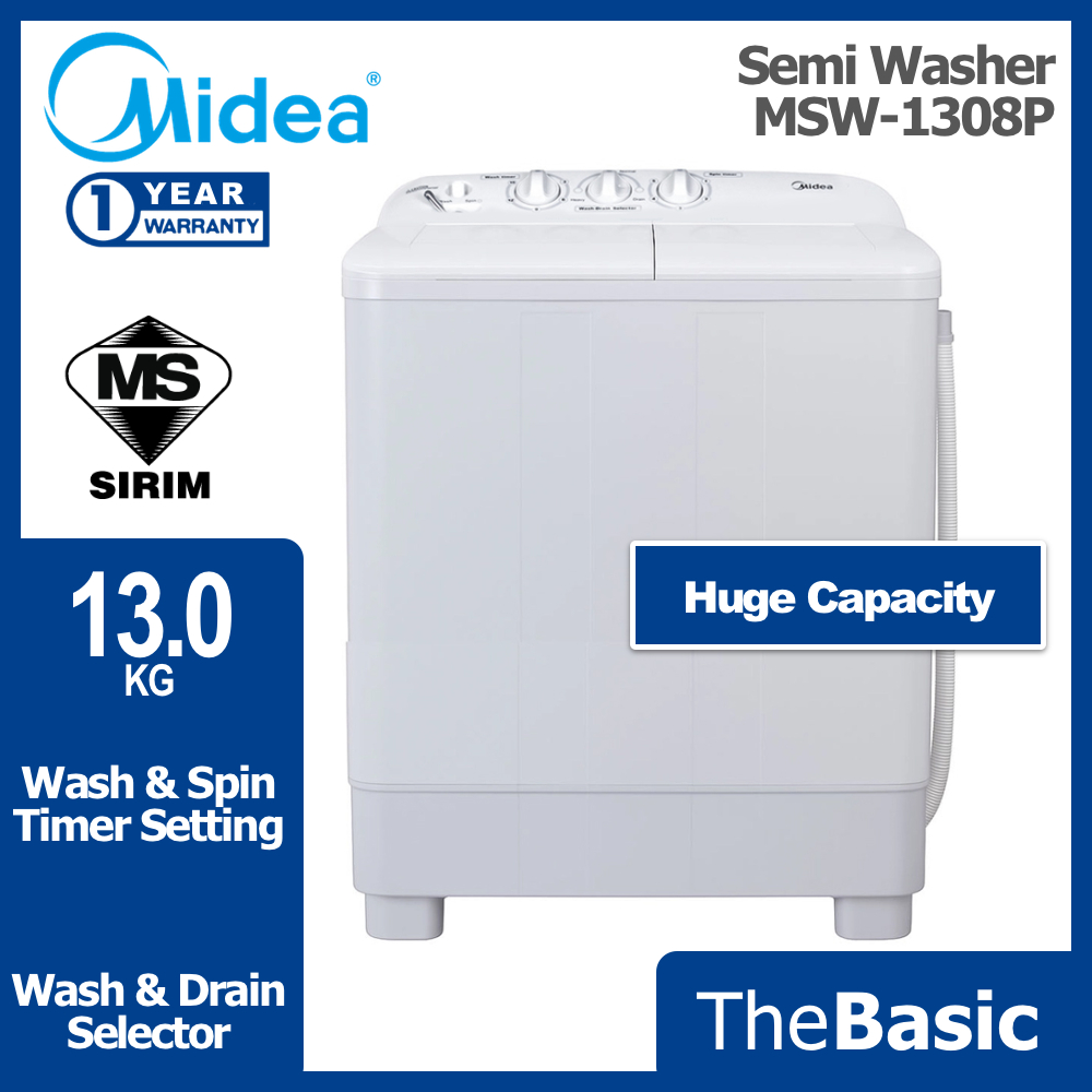 MIDEA 13kg Large Capacity Twin Tub Washer Semi Auto Washing Machine ...