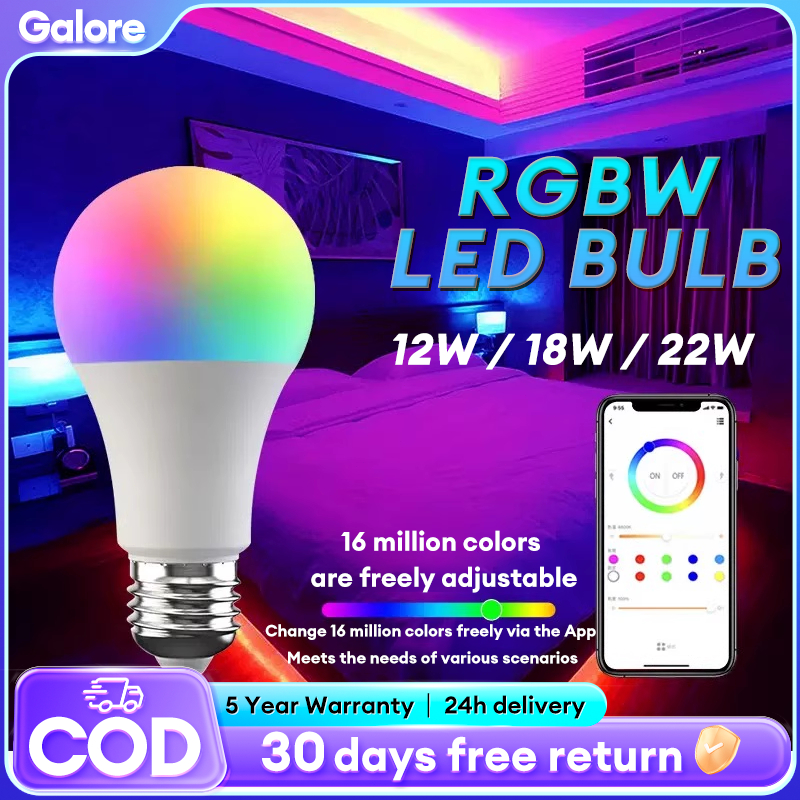 E27 12W/18W/22W RGB LED Color Changing Bulb with Remote - Dimmable ...