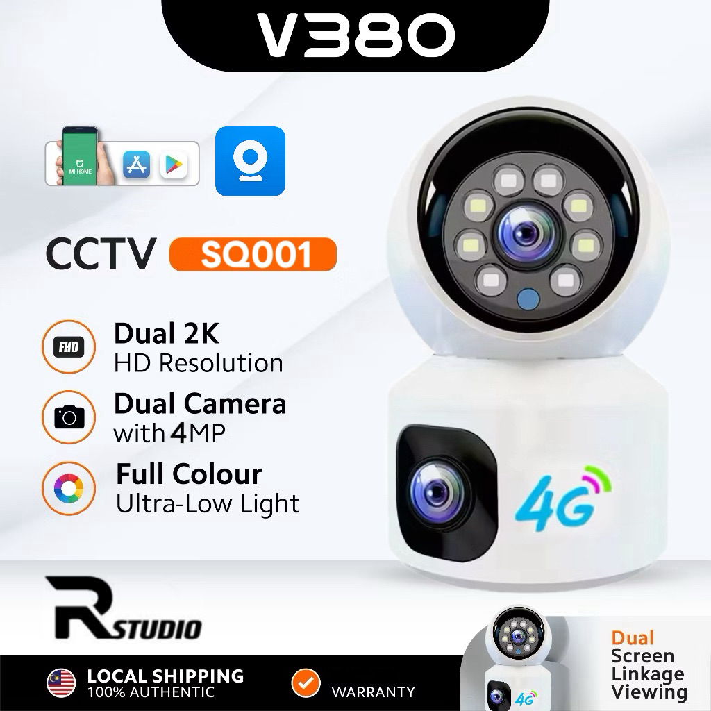 V380 Wifi/4G Sim Card Dual Lens 4MP Wireless CCTV Camera | Shopee Malaysia