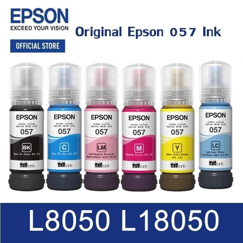 Original Epson 057 ink bottle for L8050, L18050 L8100 Printer (Black/C ...