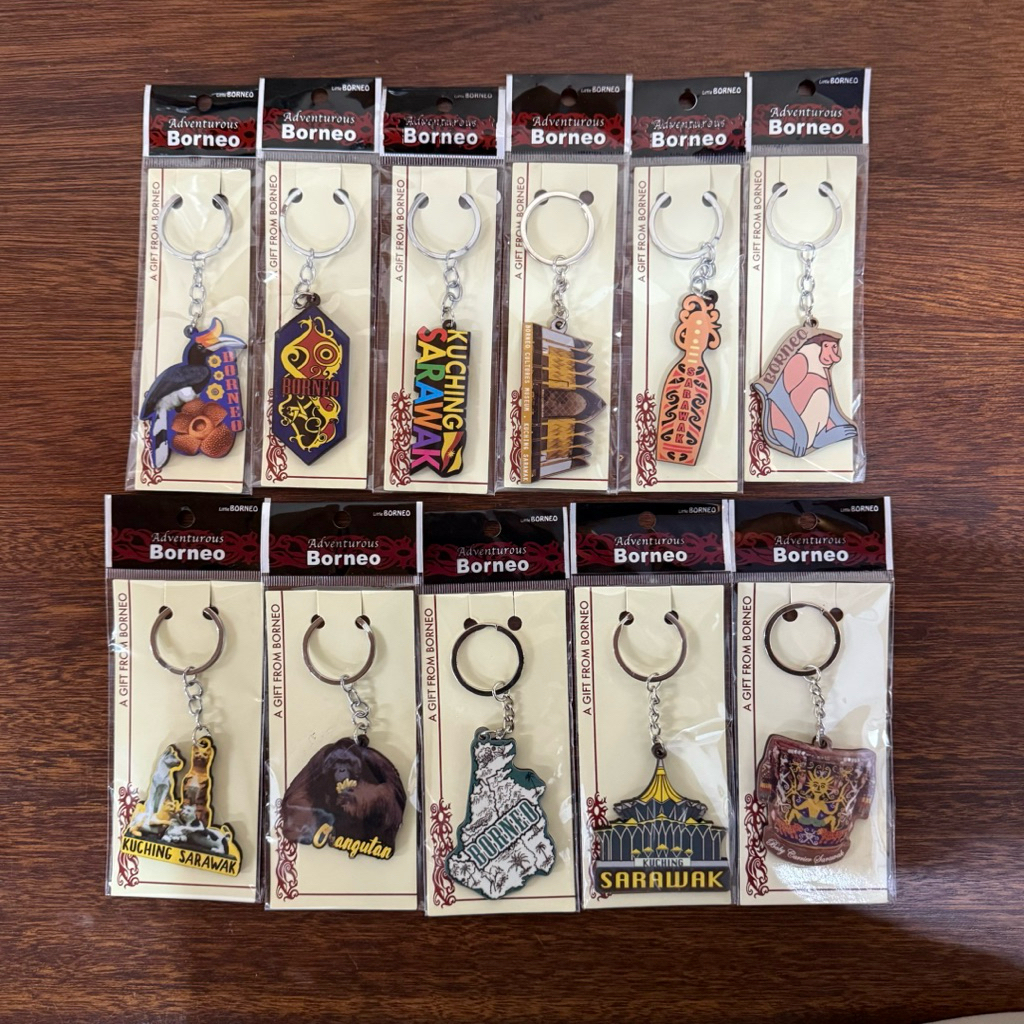 Sarawak Wooden Keychain - Orangutan Sape Hornbill Proboscis Monkey ...