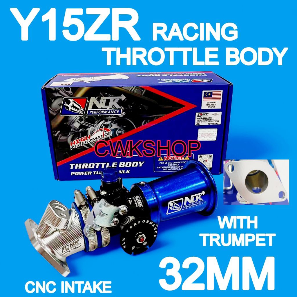 TB NLK Y15ZR RACING THROTTLE BODY + TRUMPET NLK 32MM 34MM 36MM 38MM ...