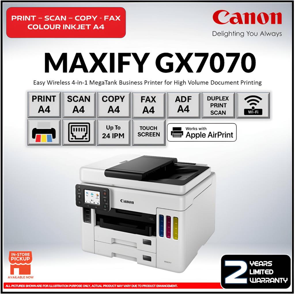 Canon Maxify GX7070 Color A4 4-in-1 WI-FI Ink Tank Printer – Auto ...