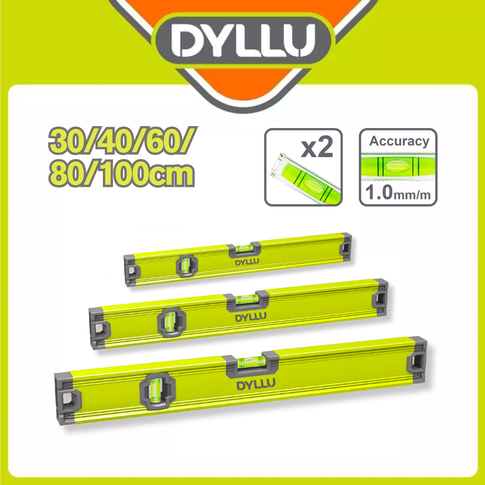 DYLLU Spirit Level Ruler 2 Vials 30cm / 40cm / 60cm / 80cm / 100cm ...