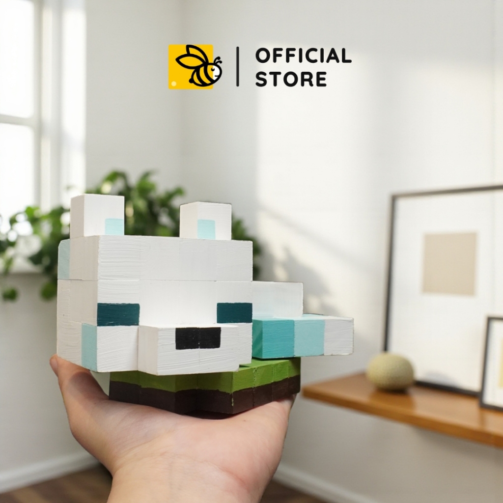 Wooden Minecraft Fox Figurine - Handmade, Pixelated, Pre-painted, 8-Bit ...